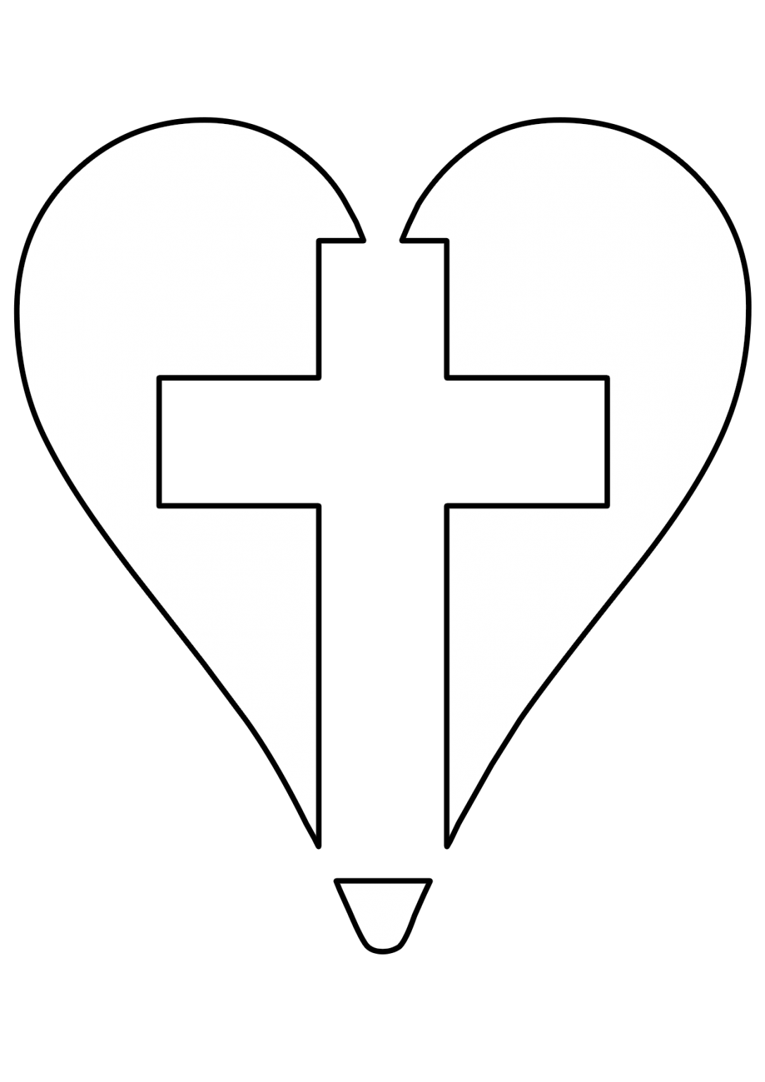 Cruz con Corazón - Cruces Cristianas para Imprimir y Colorear