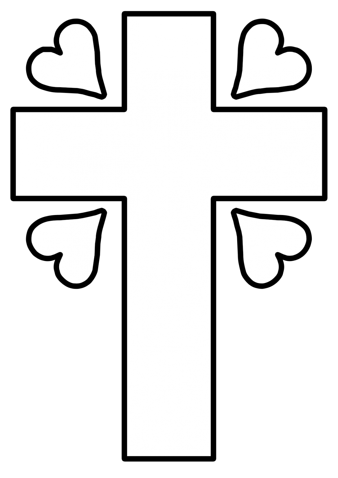 Cruz con Corazón - Cruces Cristianas para Imprimir y Colorear
